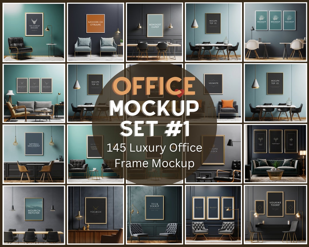 Luxury Office Mockup Set Bundle Office Wall Mockup Frame Office Art ...