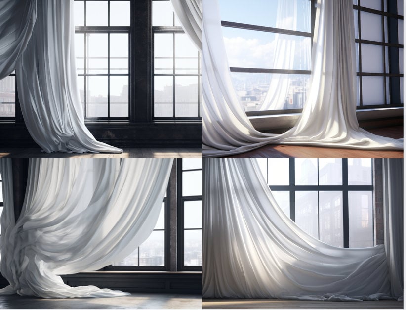 Digital Backdrops White Sheer Curtains Studio Digital Background ...