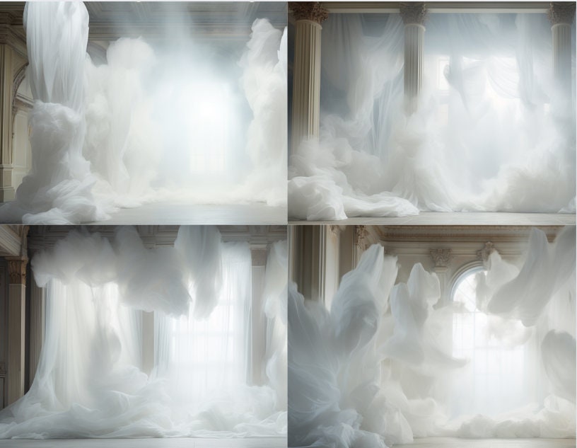 Digital Backdrops White Sheer Curtains Studio Digital Background ...