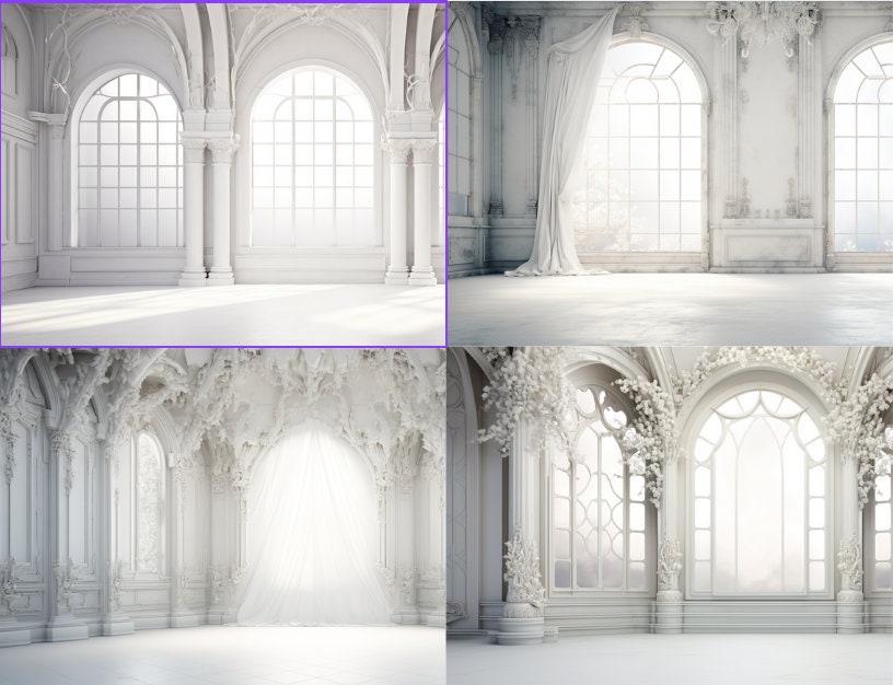 Digital Backdrops White Sheer Curtains Studio Digital Background ...