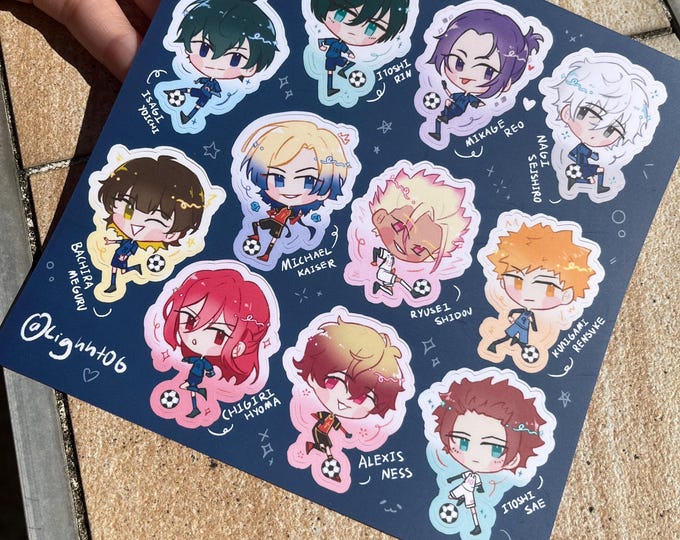 Blue Strikers Cute Vinyl Sticker Sheet - Isagi, Bachira, Reo, Nagi, Rin ...