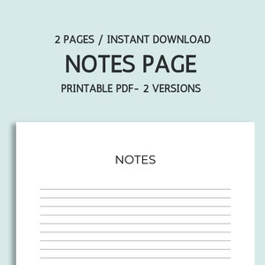 Notes Page Printable, Lined Notes Template, Note Taking, Writing Paper ...