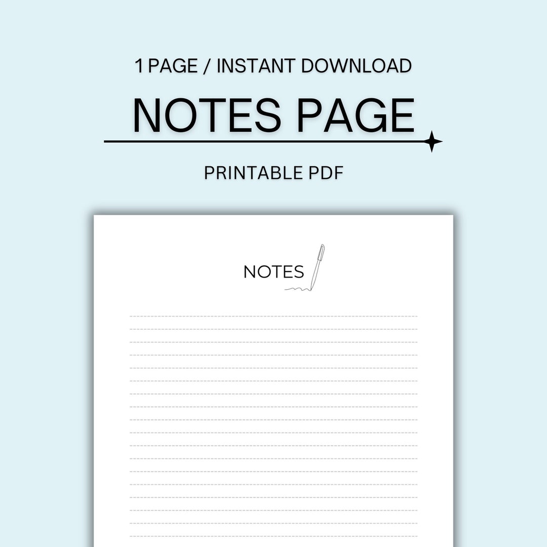Página de notas imprimible, plantilla de notas forradas, toma de notas ...