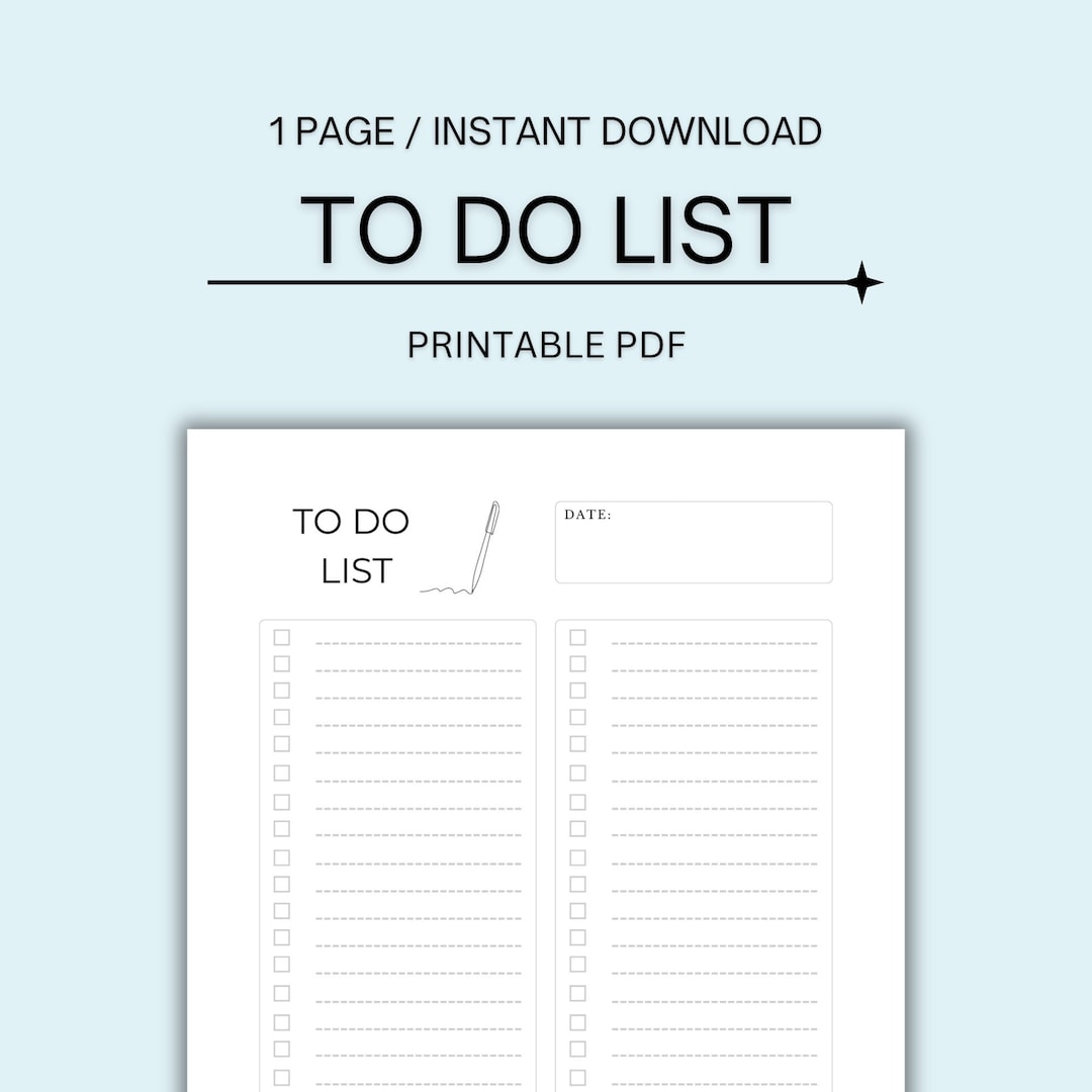 Minimal to Do List Printable, Simple Tasks List Template, Productivity ...