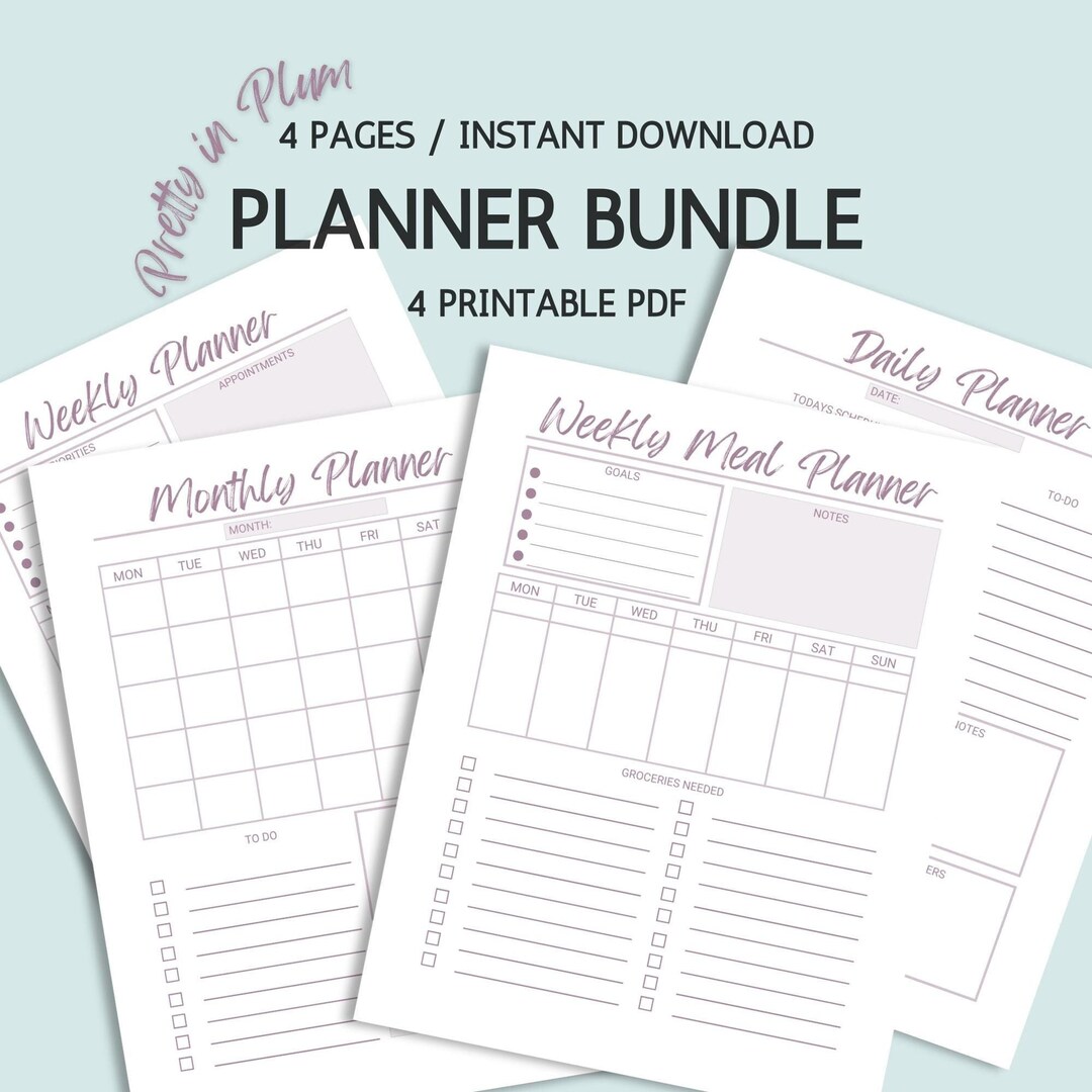 Weekly Monthly Planners Printable to Do List, Minimal Weekly Schedule ...