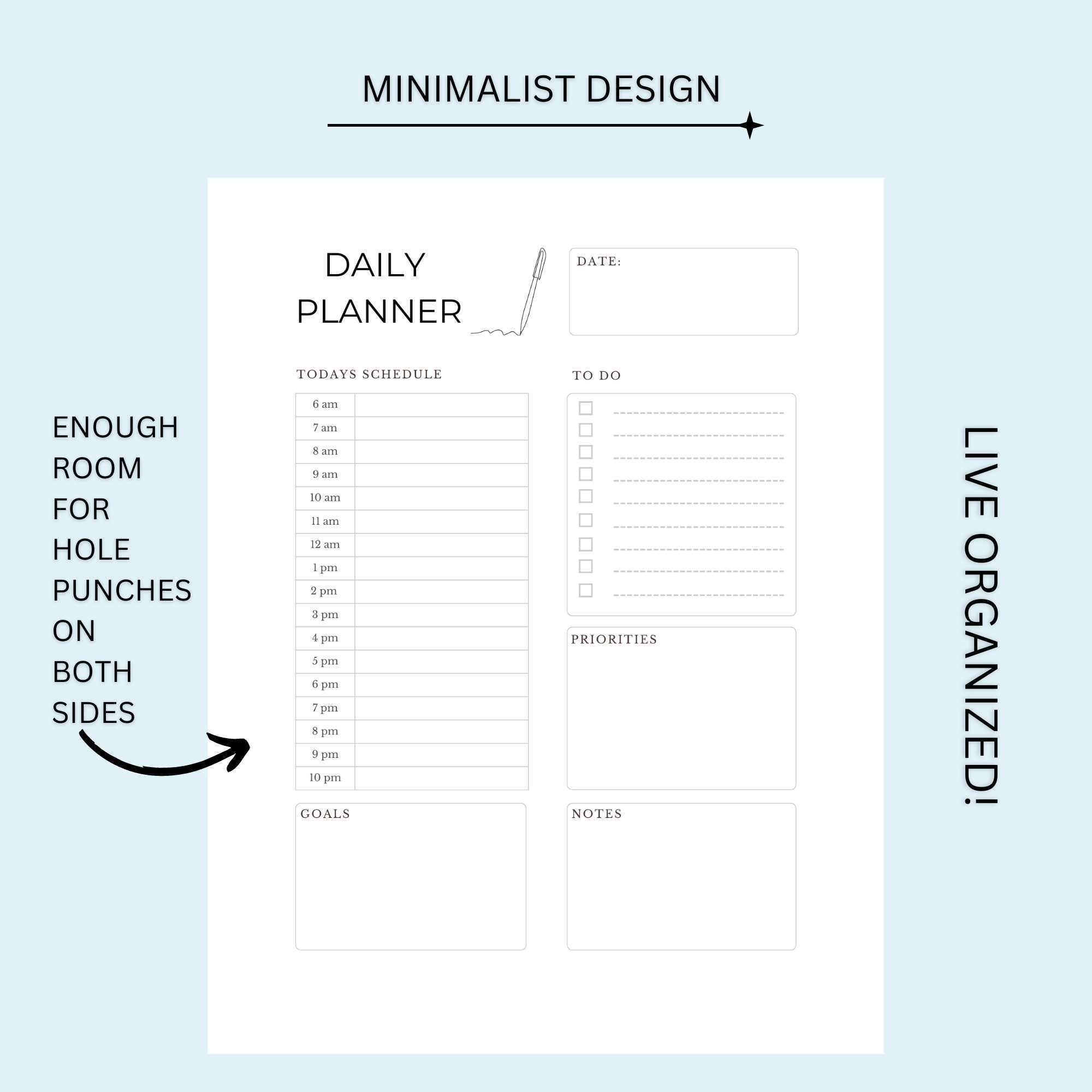 Minimalist Daily Planner Printable Daily to Do List for - Etsy