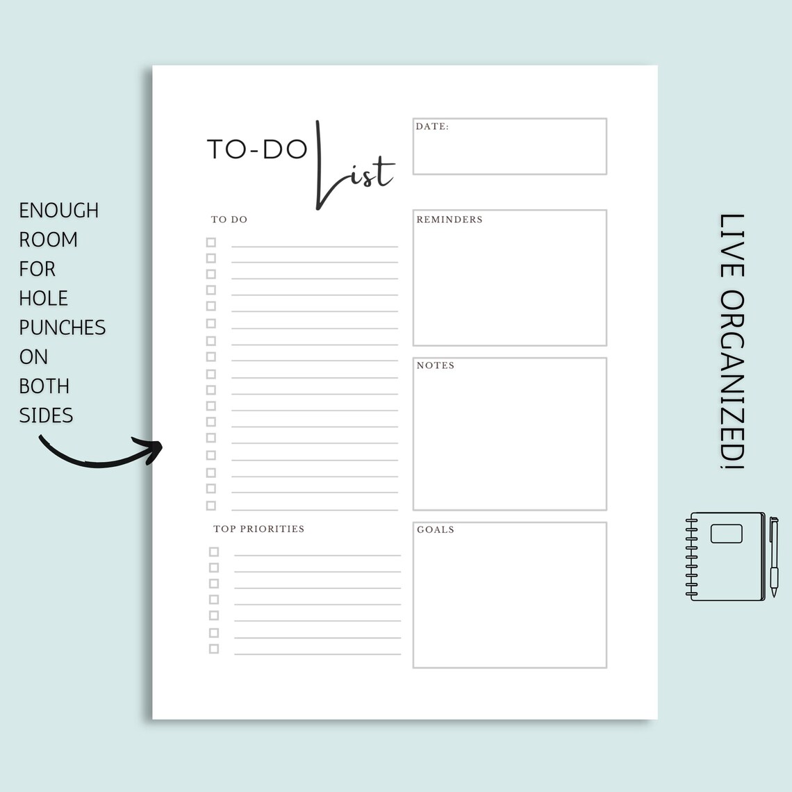 Printable Daily to Do List Template, Daily Task List, Minimal Daily ...