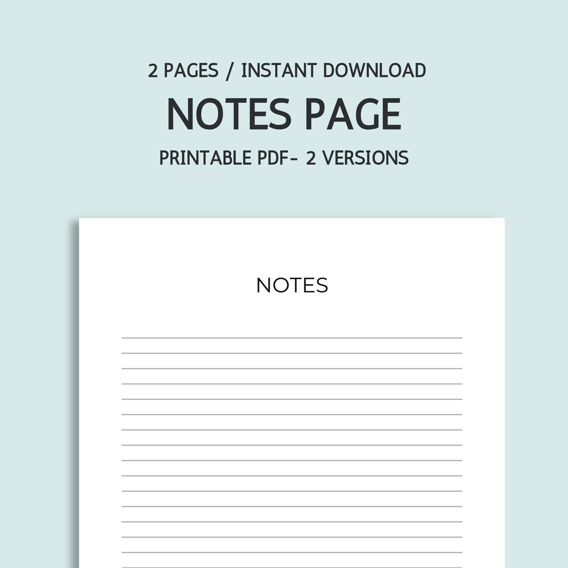 Notes Page Printable, Lined Notes Template, Note Taking, Writing Paper ...