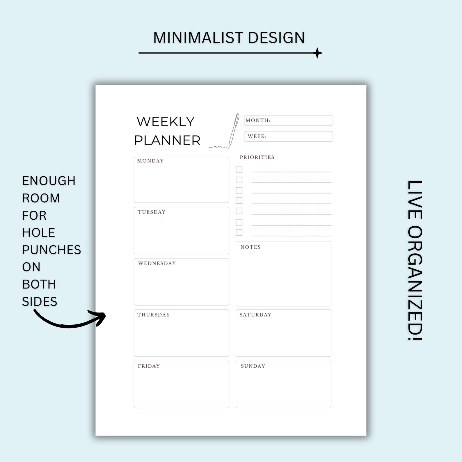 Simple Weekly Planner Printable Weekly to Do List Weekly - Etsy