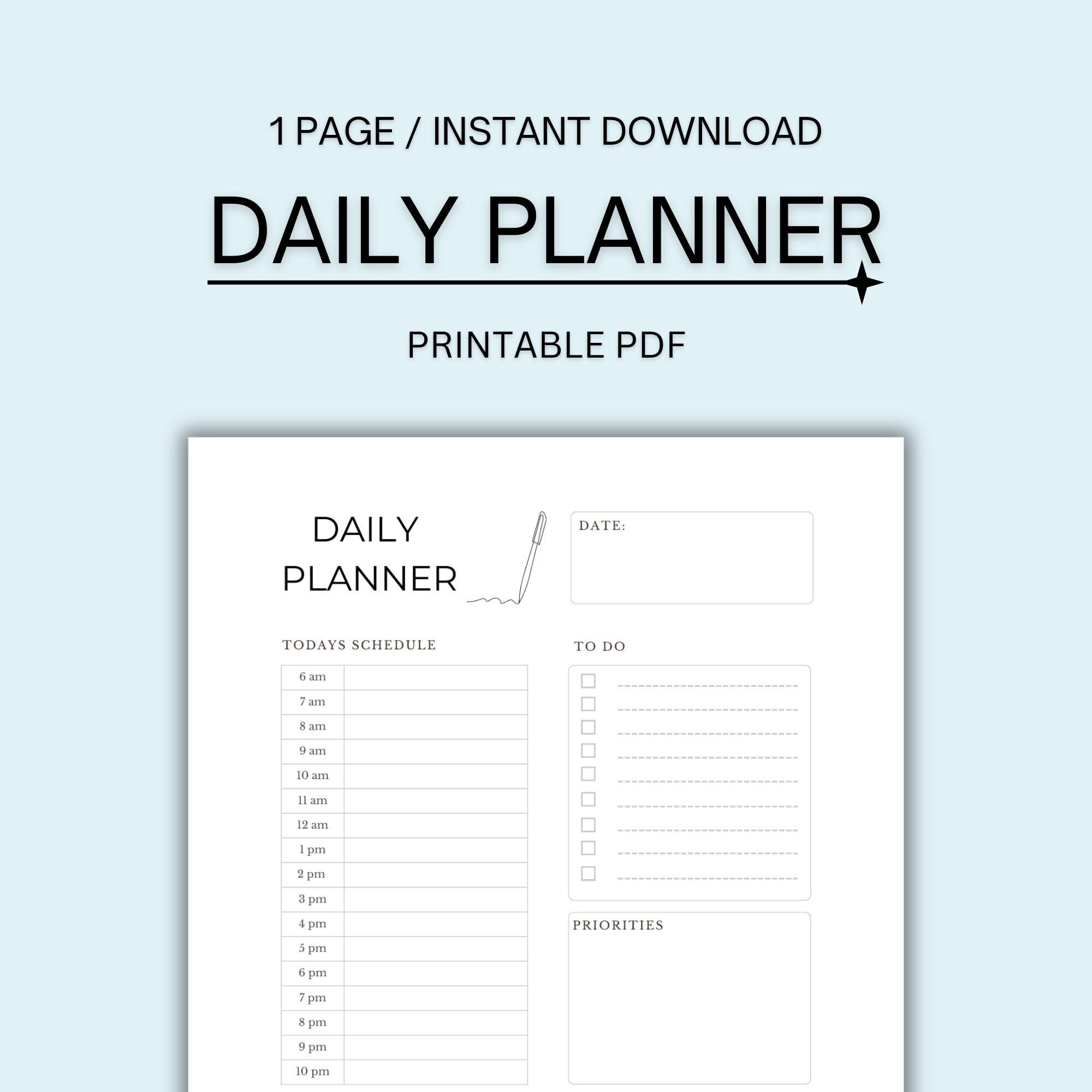 Minimalist Daily Planner Printable Daily to Do List for - Etsy