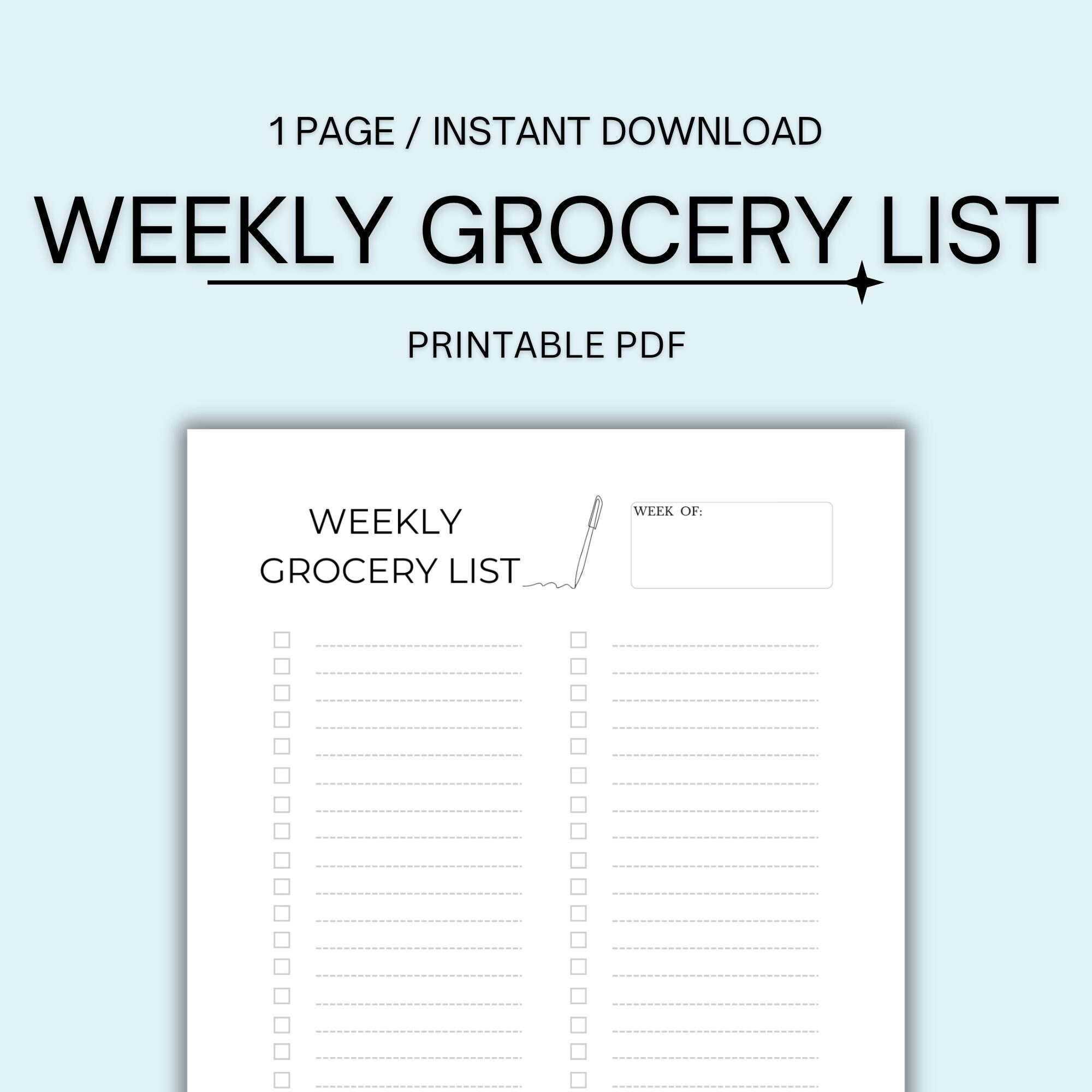 Grocery List Printable Template Grocery Planner Food - Etsy