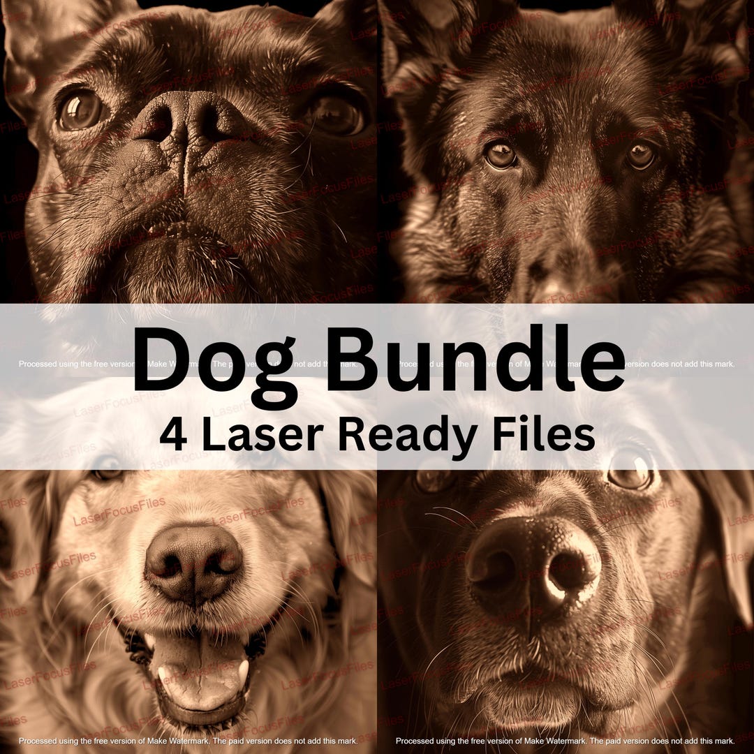 4 Dog Pack | Laser Files Bundle | Laser Burn PNG | 3D Illusion | Laser ...