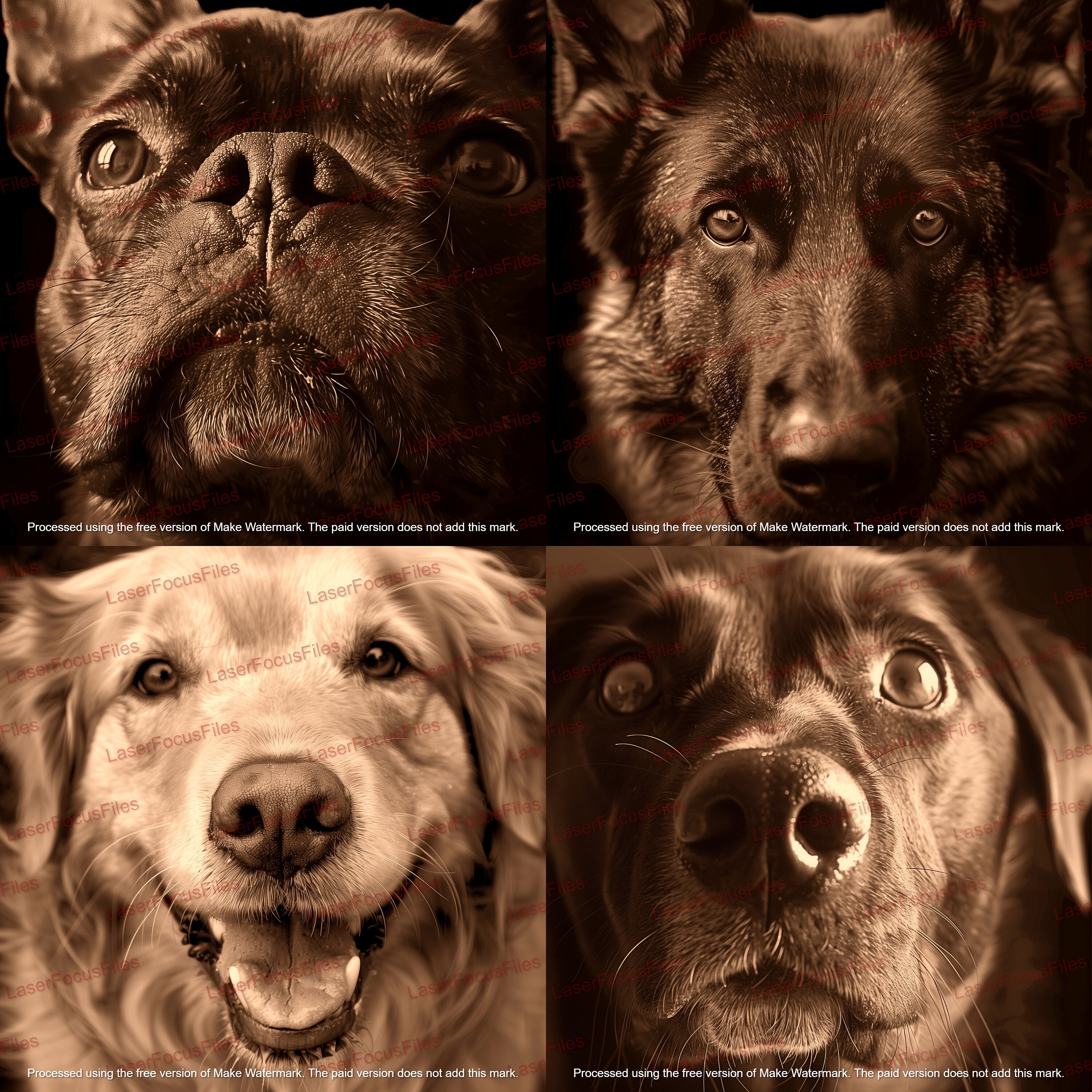 4 Dog Pack Laser Files Bundle Laser Burn PNG 3D Illusion Laser Cut File ...