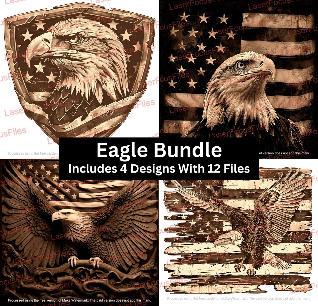 Eagle Bundle Laser Files Bundle Laser Burn PNG 3d Illusion Engraving ...