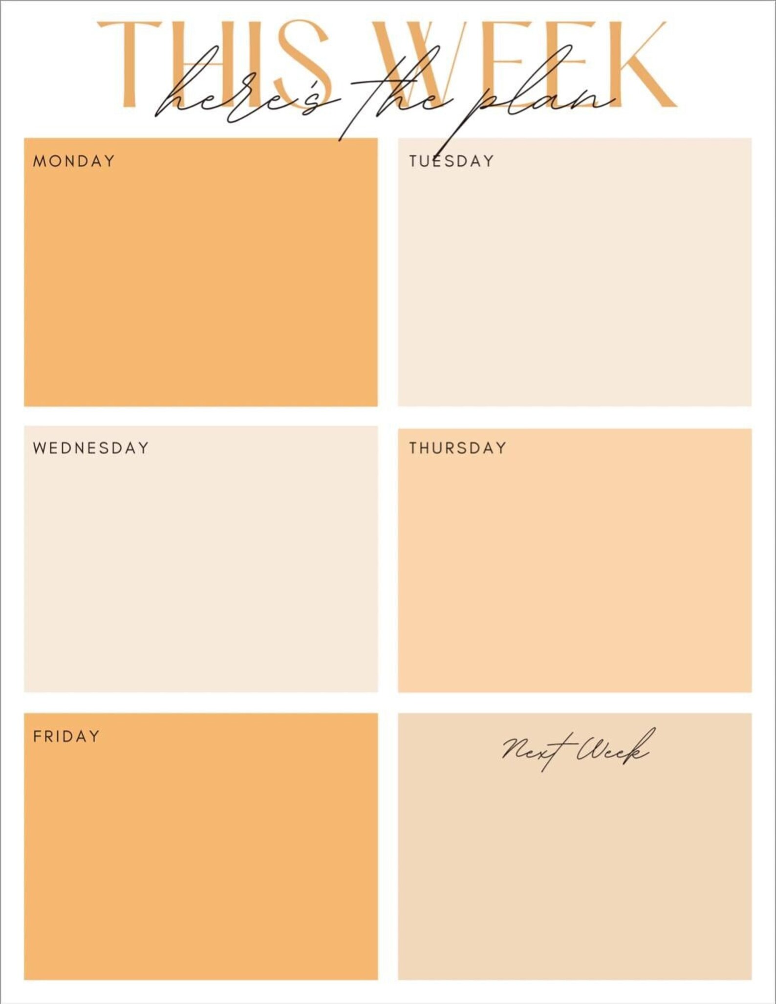 Here's the Plan Orange Weekly Planner Sheet Printable PDF - Etsy