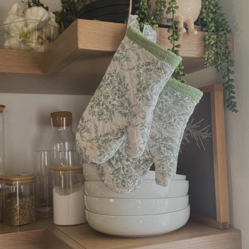 Vintage Blue Oven Mitts - Etsy UK