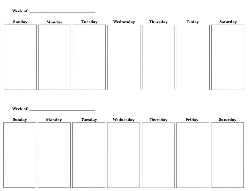 2-week Fill-in Planner | Schedule | Blank | Online | Digital - Etsy