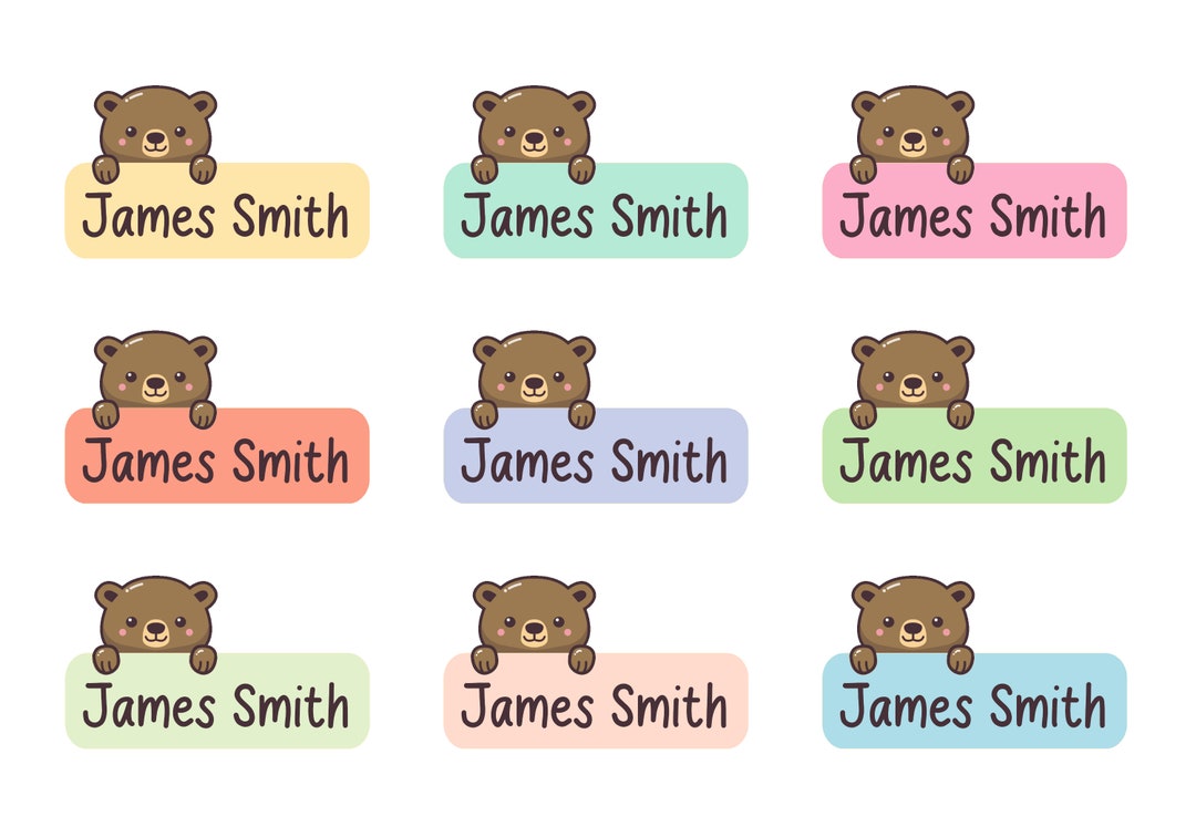 Cute Bear Labels, Cute Daycare Name Labels - Etsy