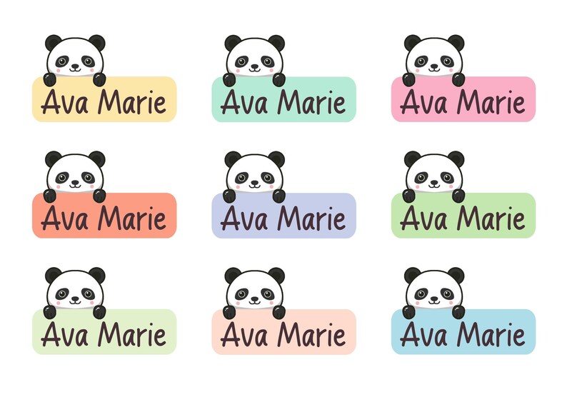 Cute Panda Labels, Cute Daycare Name Labels - Etsy