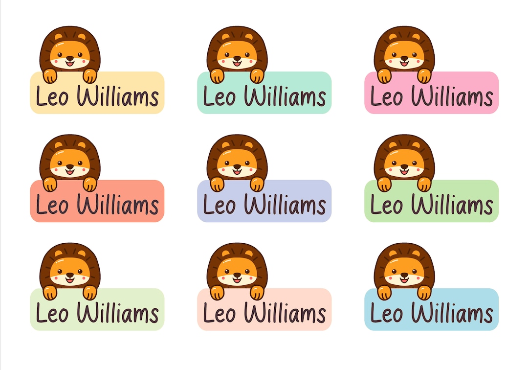 Cute Lion Labels, Cute Daycare Name Labels - Etsy