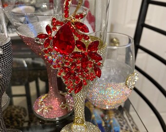 Personalized, Glitter, Rhinestone, Wine Glasses,smooth Finish ...