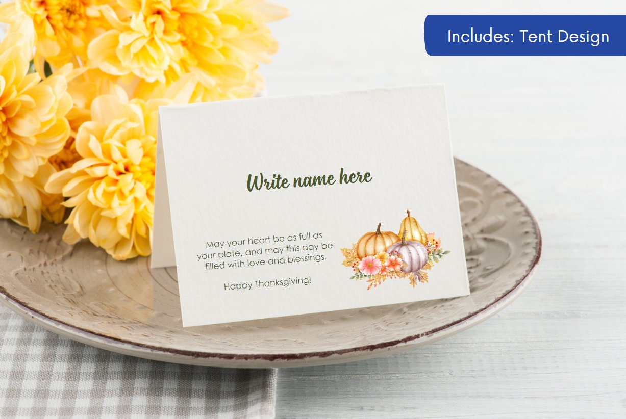 Thanksgiving Printable Name Place Cards, Buffet Table Cards or Seating ...