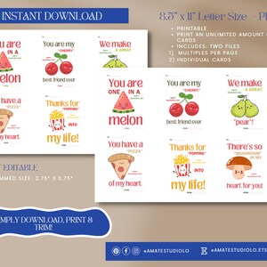 Printable Fruit Classroom Valentine's Cards for Kids & Adults ...