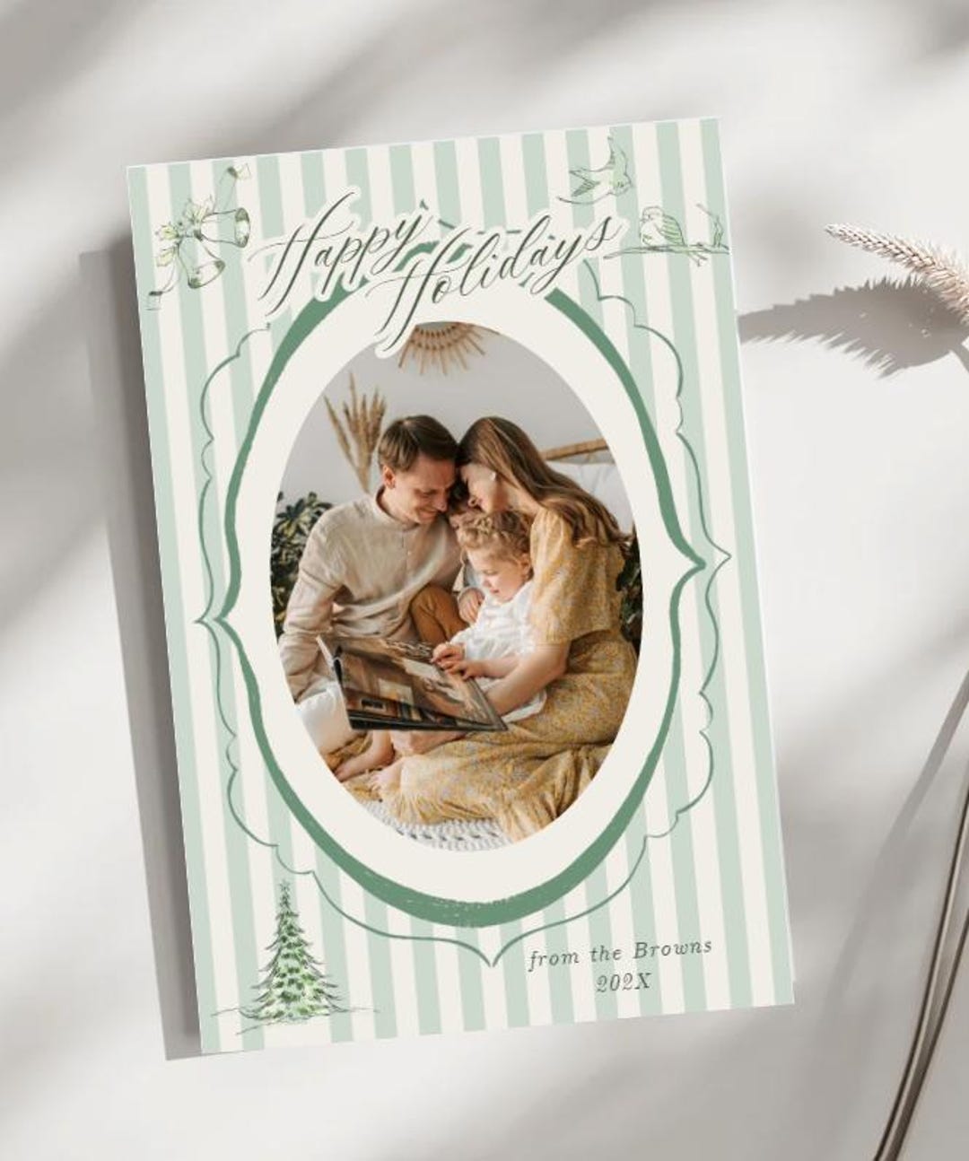 Sage Green Happy Holidays Card - Canva Editable - 4 X 6 & 5 X 7 Card ...