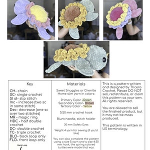 Frankie the Flower Turtle Crochet **PATTERN** Not a Finished Product ...