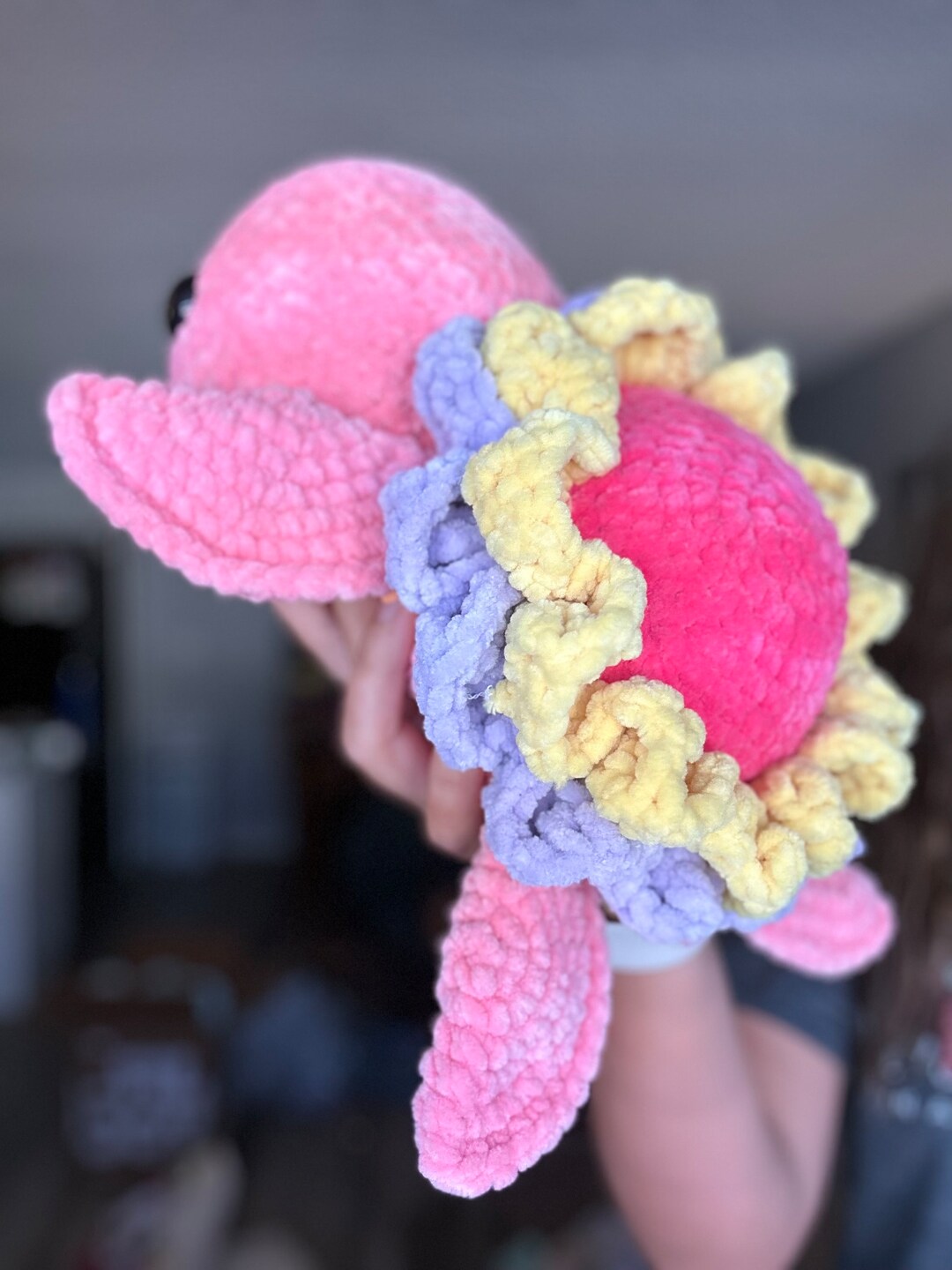 Crochet Pink and Yellow Flower Turtle Frankie the Flower Turtle - Etsy