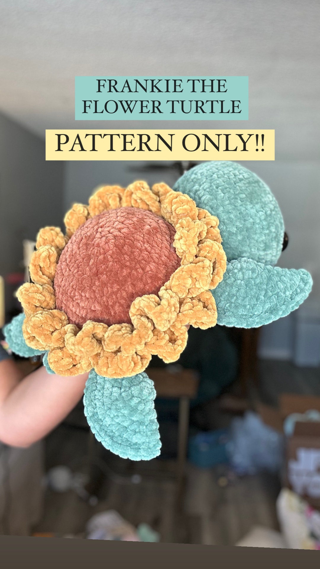 Frankie the Flower Turtle Crochet **PATTERN** Not a Finished Product ...