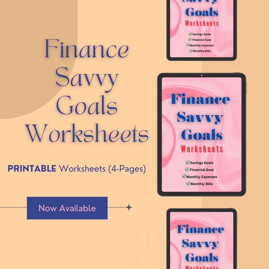 PRINTABLE Finance Savvy Goals Worksheets - Etsy
