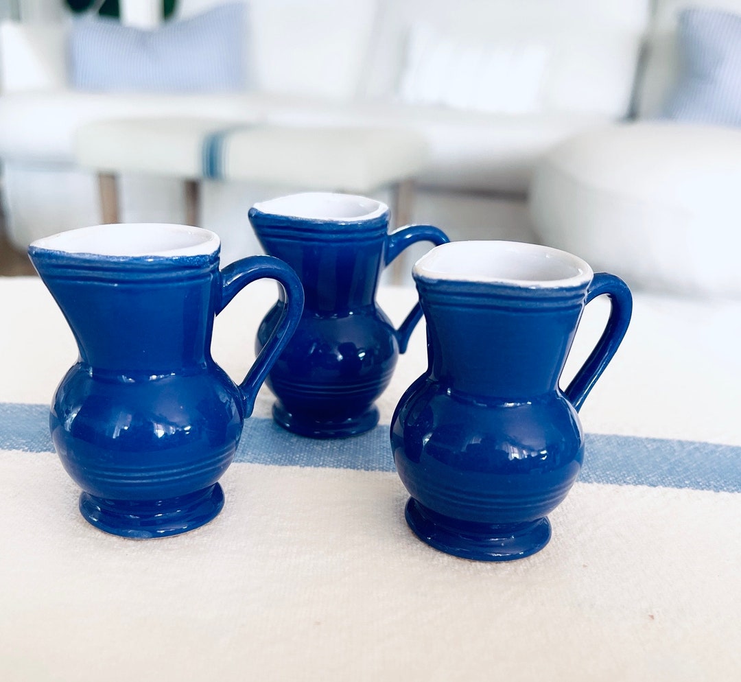 Set of 3 Vintage French Blue Stoneware Pottery Creamers - Etsy