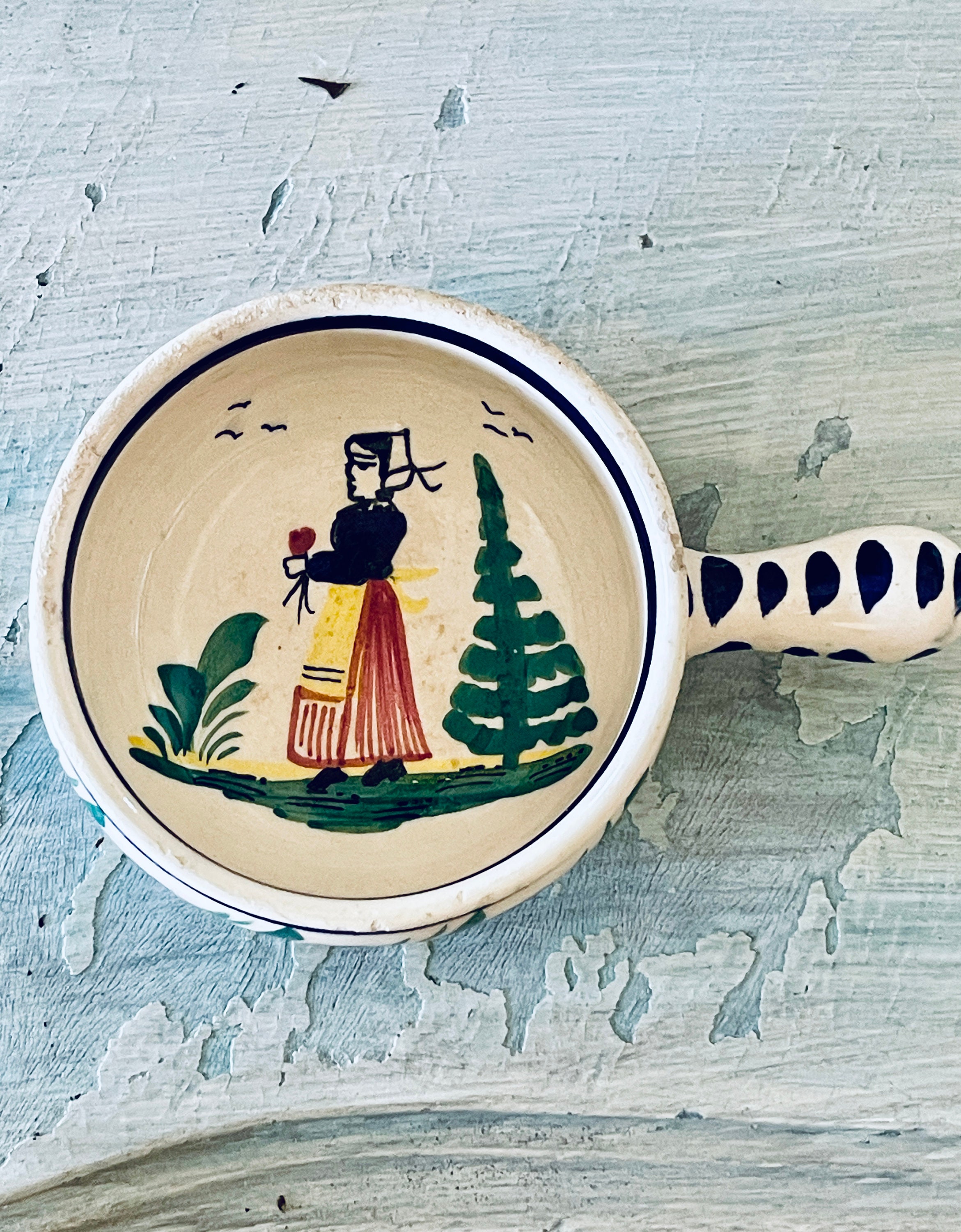 Quimper France Small French Pottery Olive Pot Woman - Etsy