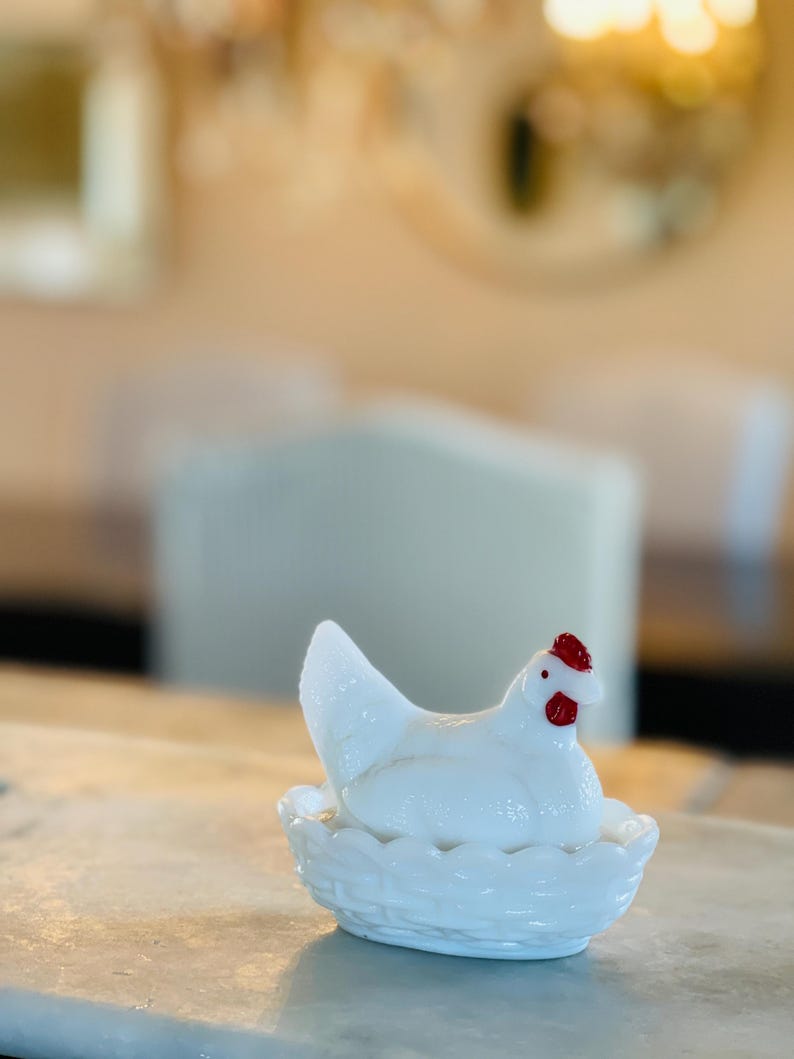 Vintage Milk Glass French Hen - Etsy