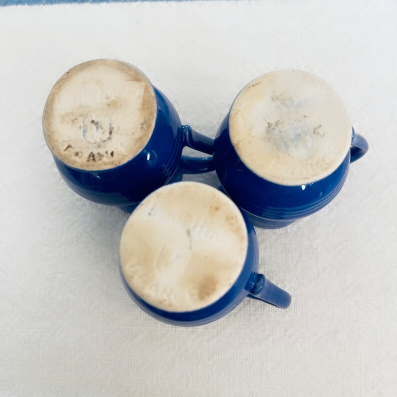 Set of 3 Vintage French Blue Stoneware Pottery Creamers - Etsy