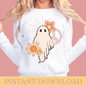Retro Ghost SVG Flower Power Digital Download PGN PDF - Etsy