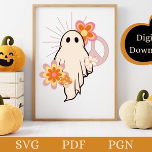 Retro Ghost SVG Flower Power Digital Download PGN PDF - Etsy