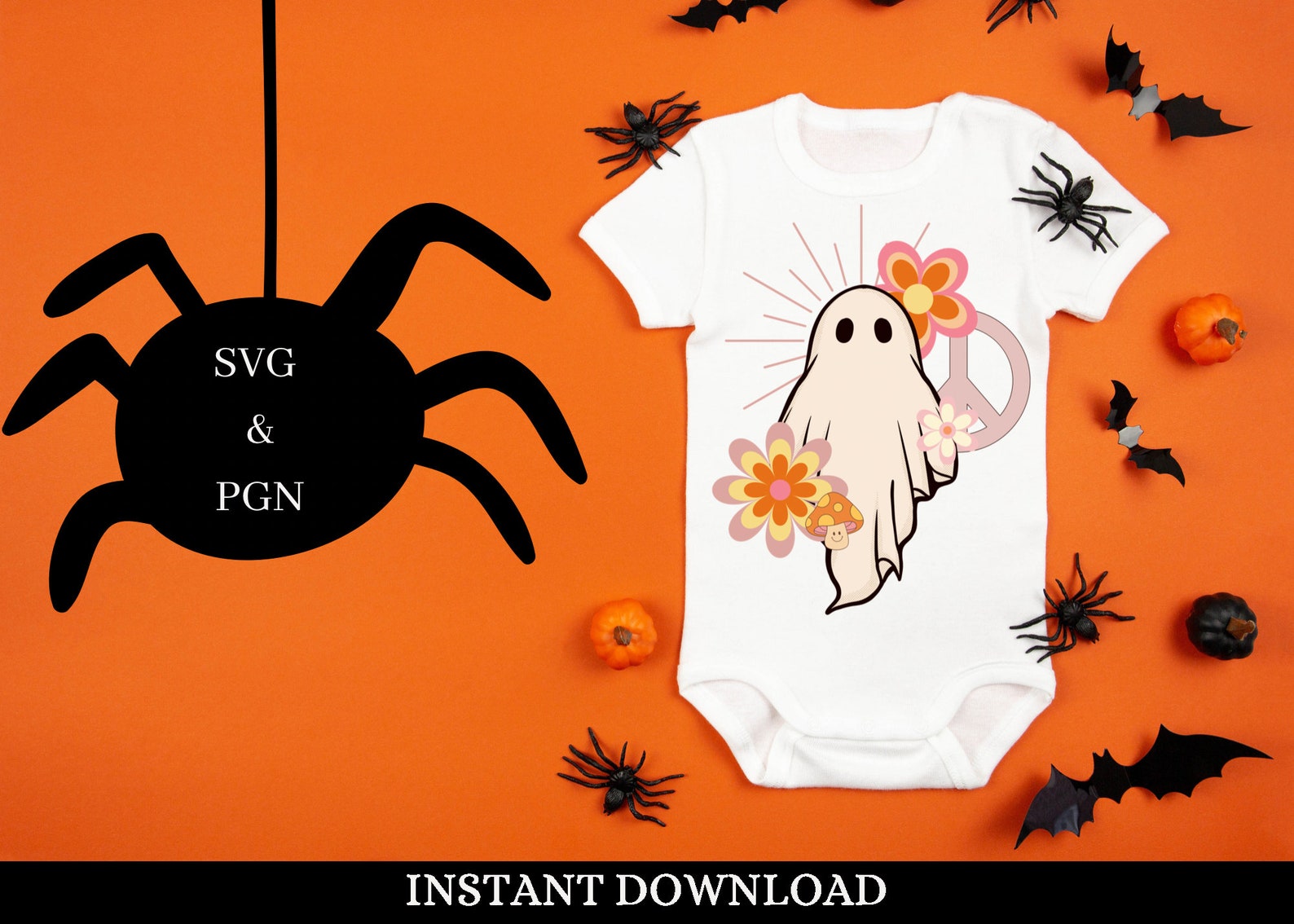 Retro Ghost SVG Flower Power Digital Download PGN PDF - Etsy