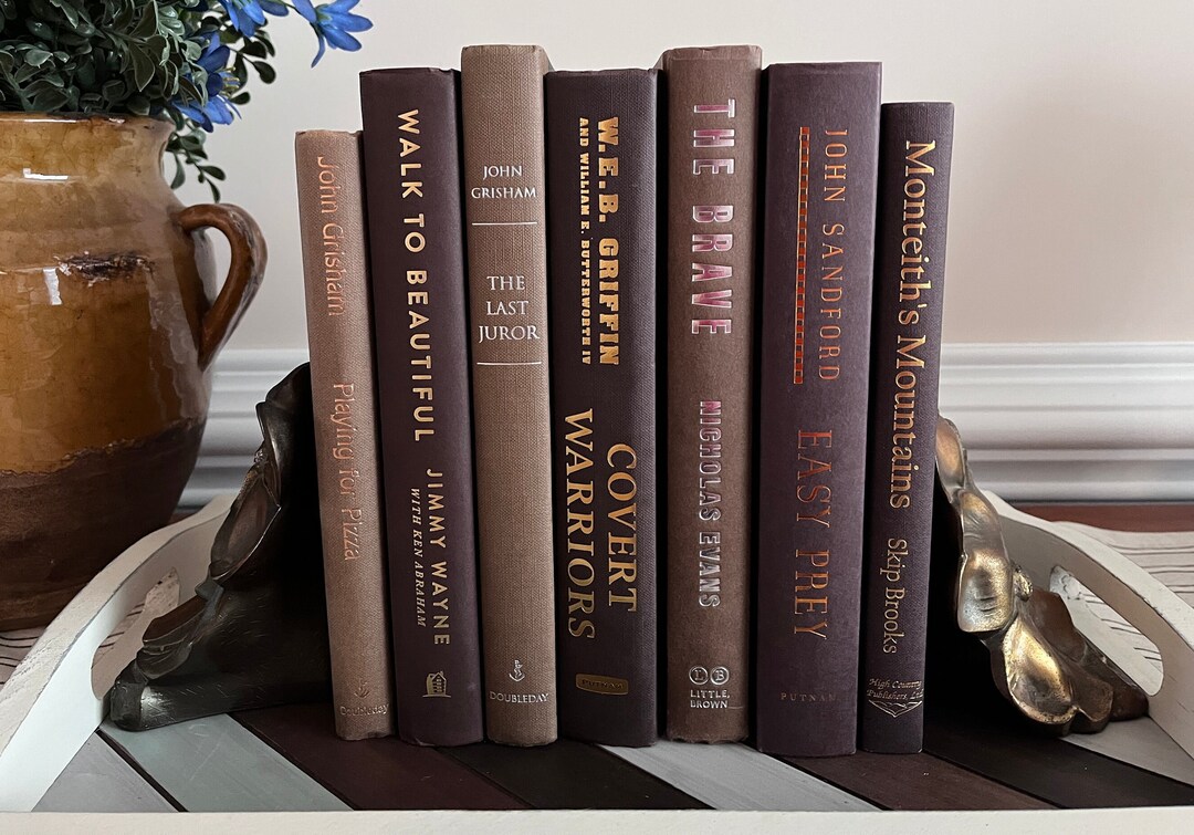 BROWN Decorative Real Hardback Colored Book Set for Home Decor and ...