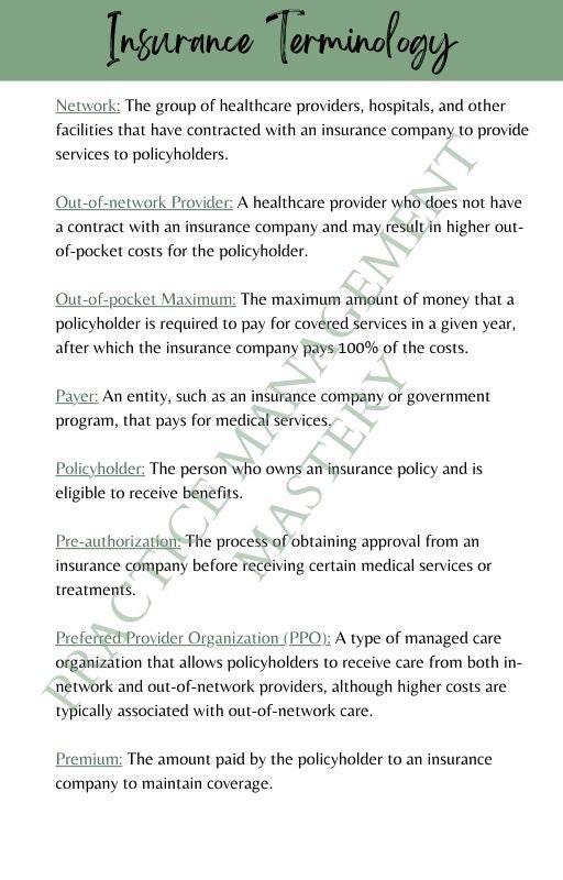 Medical Insurance Terminology Printable - Etsy