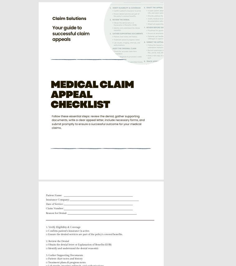 Comprehensive Medical Claim Appeal Checklist - Digital Download - Etsy