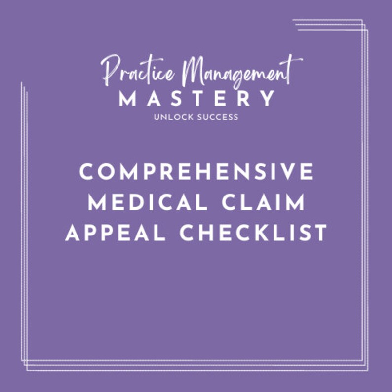 Comprehensive Medical Claim Appeal Checklist - Digital Download - Etsy