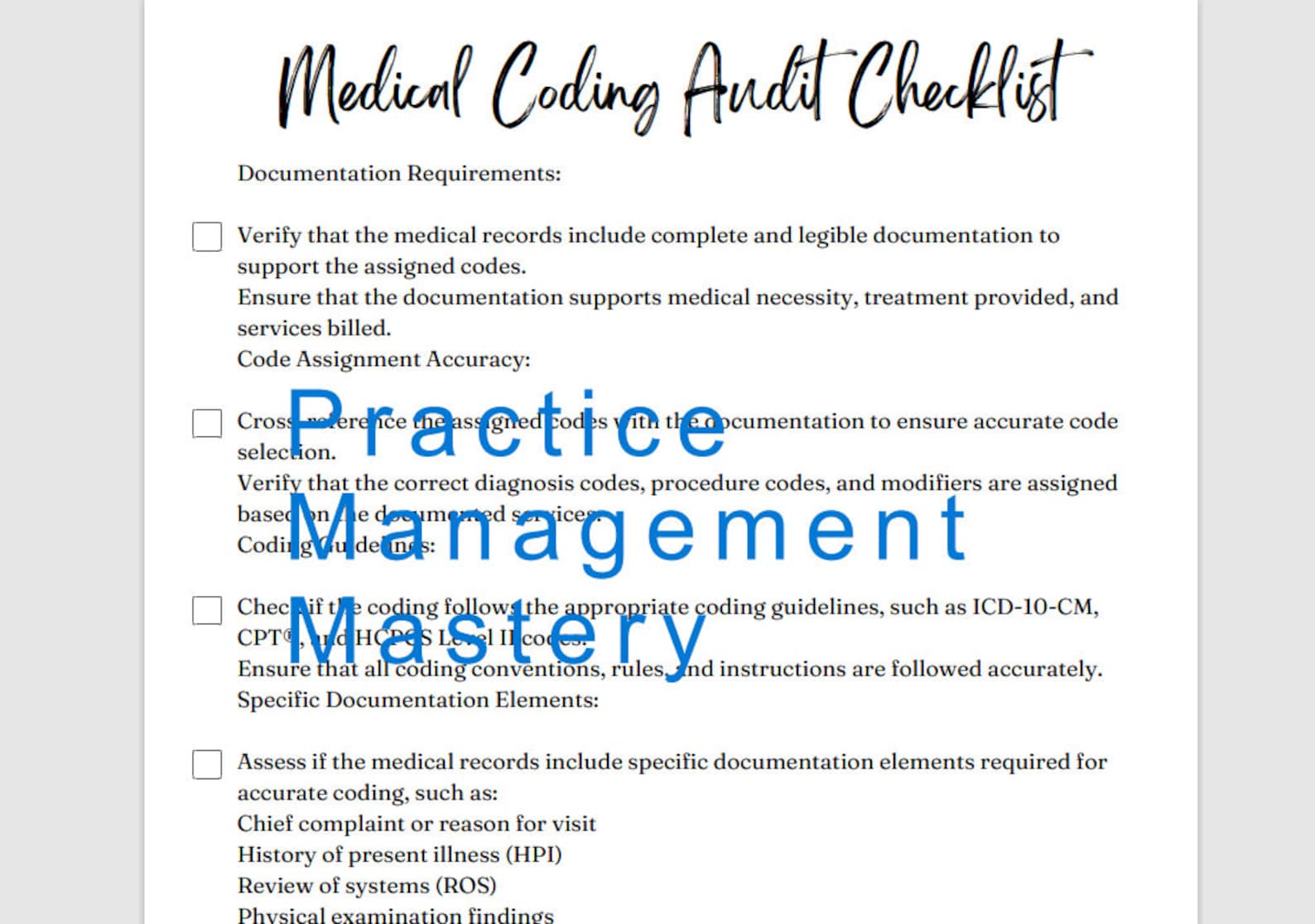 Medical Coding Audit Checklist - Etsy