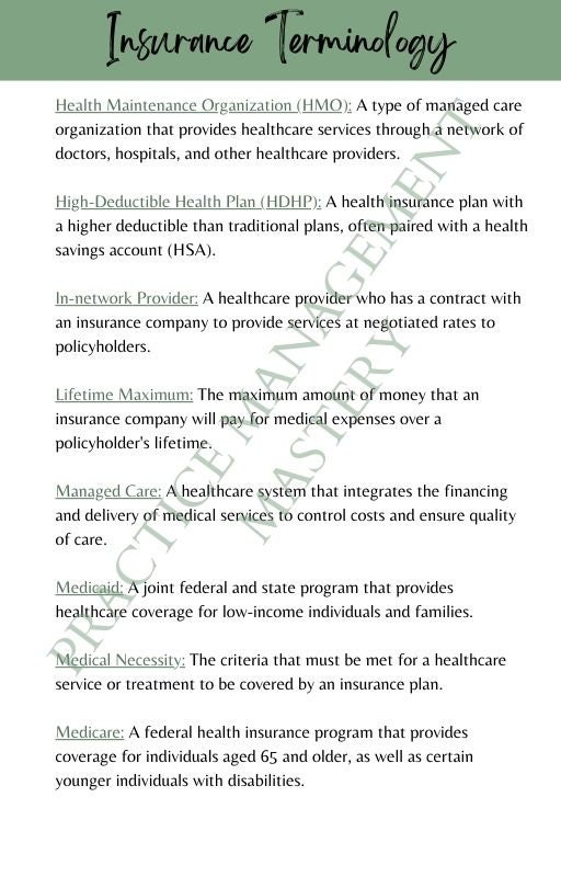 Medical Insurance Terminology Printable - Etsy