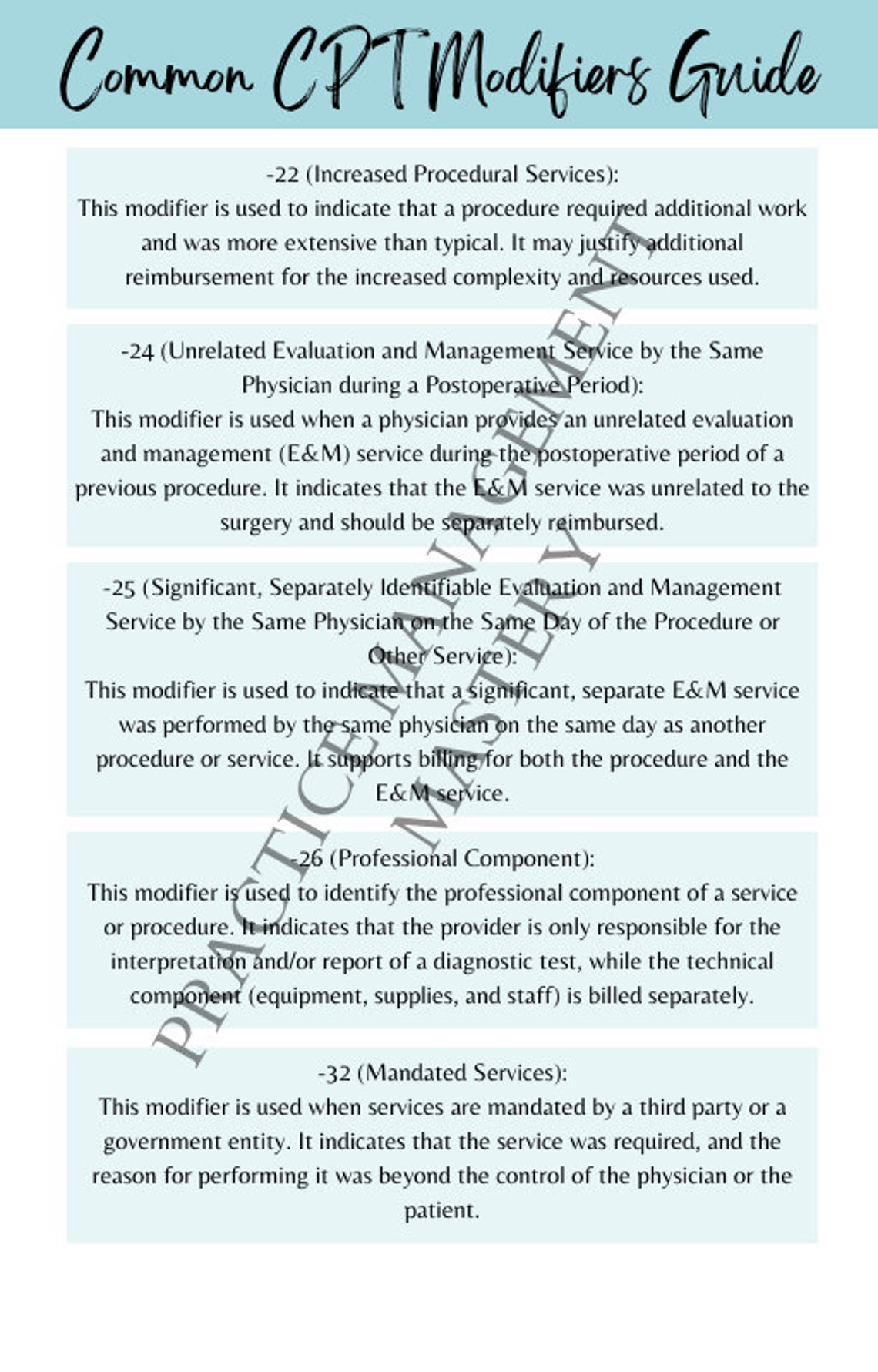 Common CPT Modifiers Guide- Digital Download! - Etsy