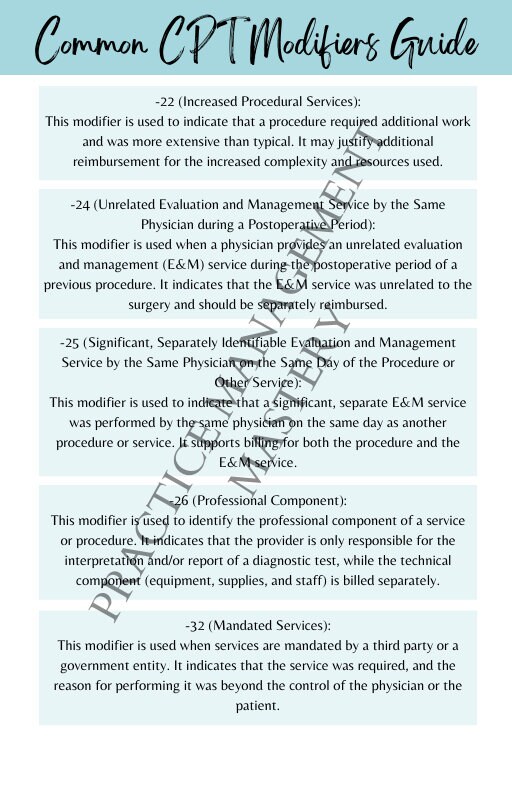 Common CPT Modifiers Guide- Digital Download! - Etsy