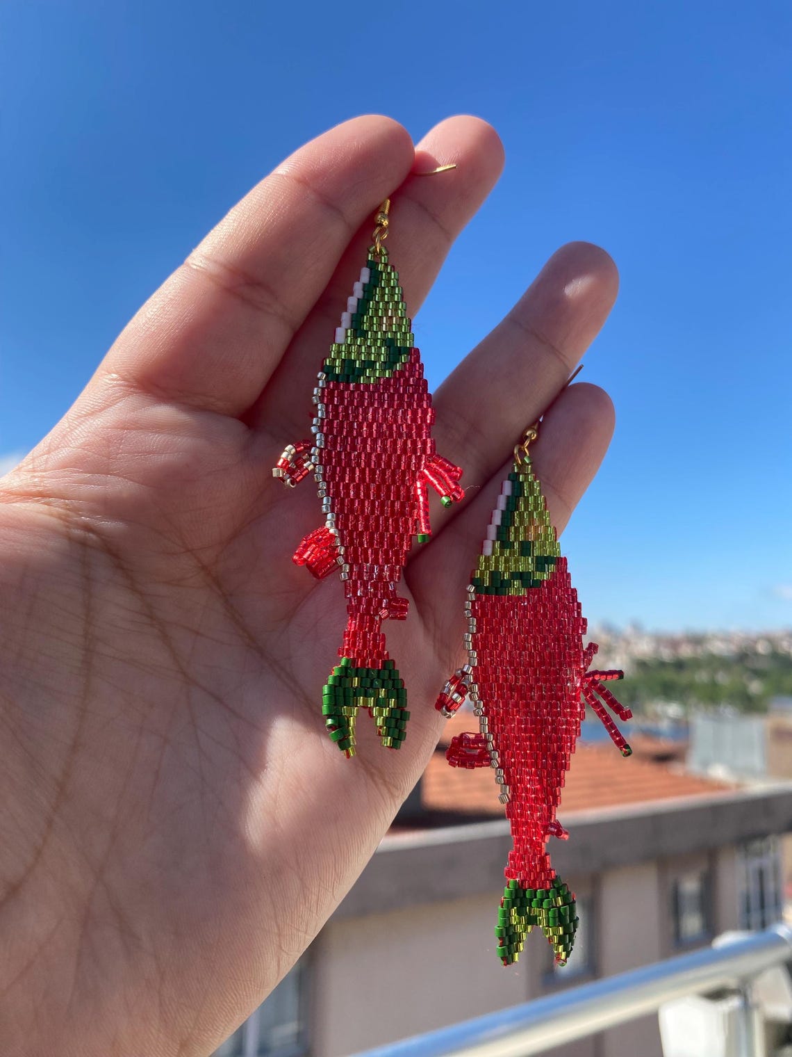 Beaded Fish Earrings, Sockeye Salmon Beaded Earrings, Rainbow Trout ...