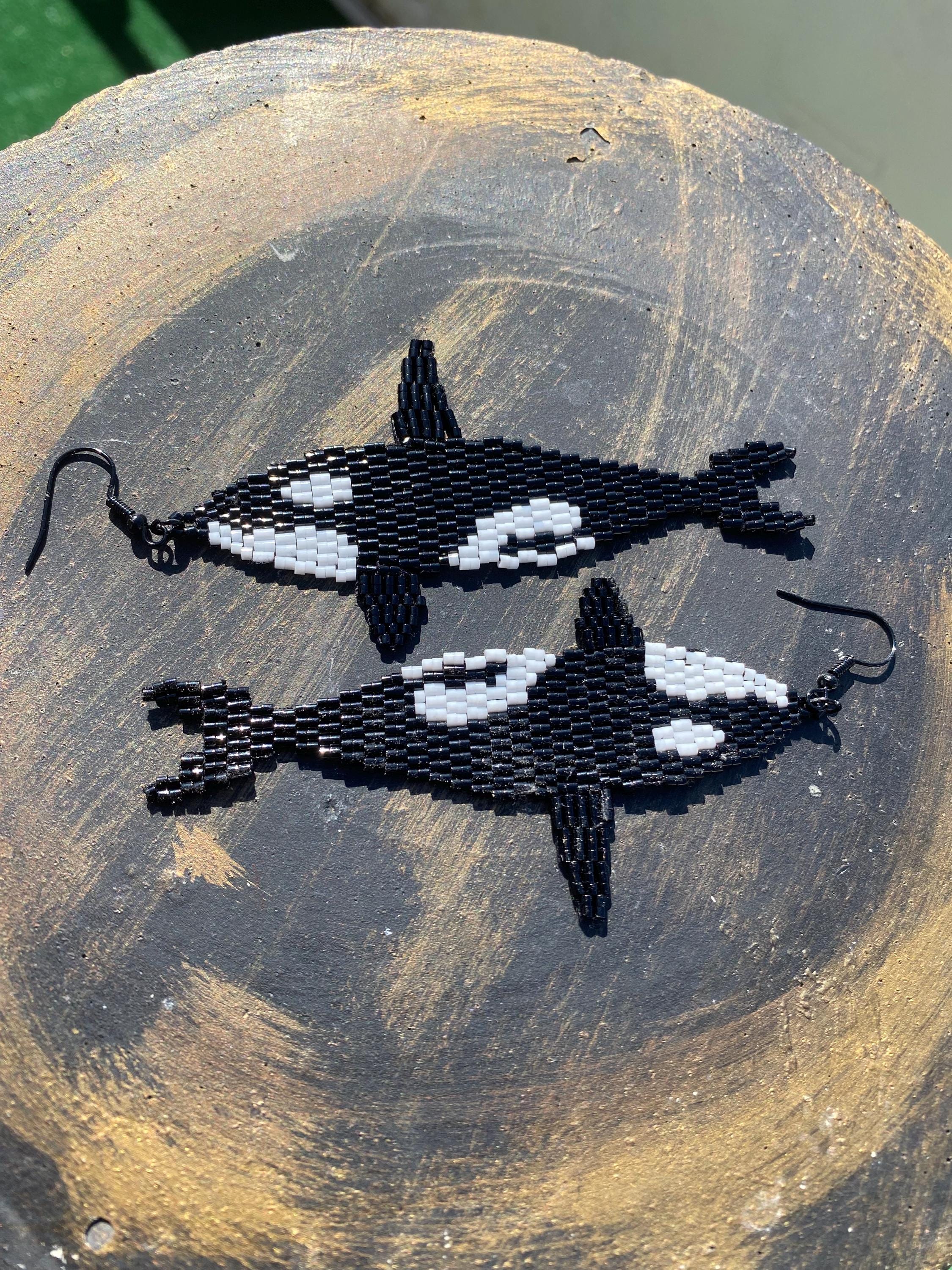 Beaded Fish Earrings, Sockeye Salmon Beaded Earrings, Rainbow Trout ...