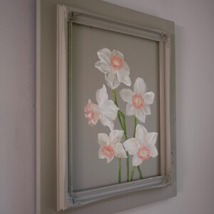 Original Daffodils Oil Painting Vintage Framed Wall Art Elegant Spring ...